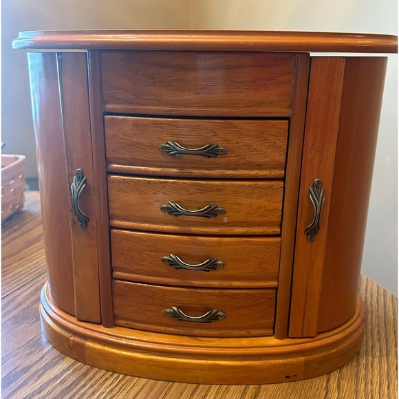 Accents | Vintage Wood Jewelry Box Measurements In Photos Mark On ...